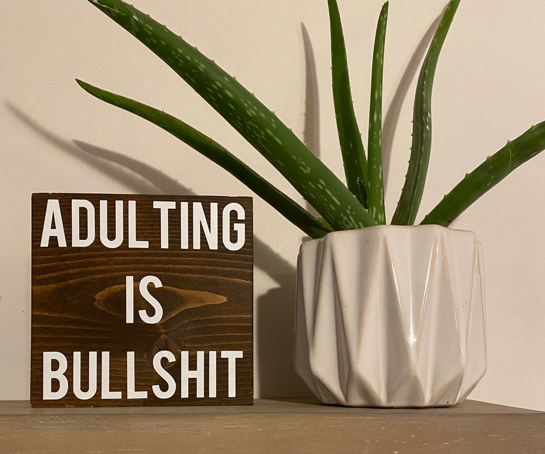 Adulting is Bullshit Sign Young Adult Gift Apartment Decor Funny Home ...