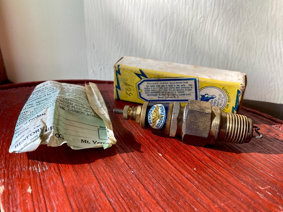 NOS Antique Benford's Golden Giant Spark Plug W / Blue Porcelain Top - Etsy