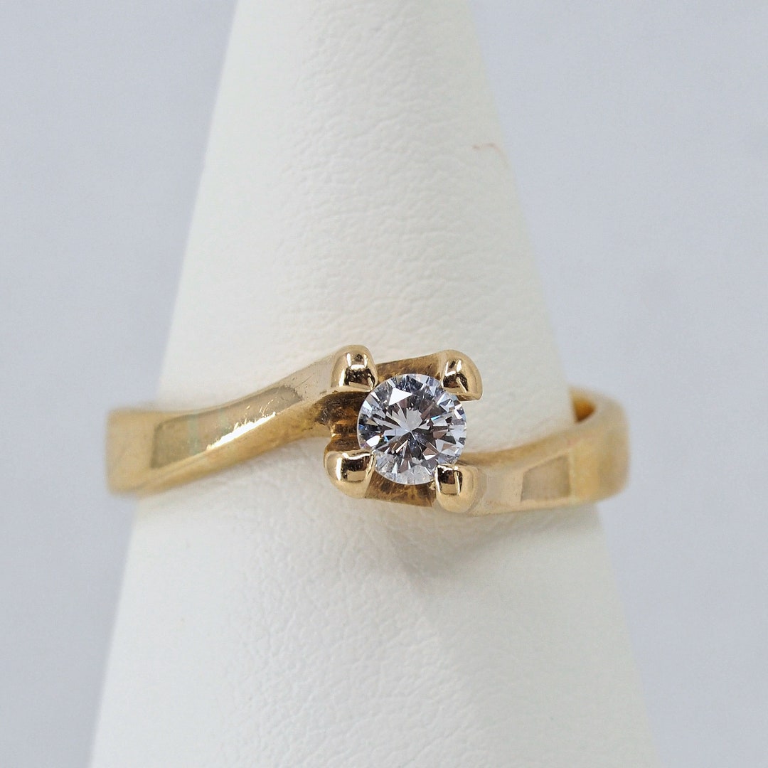 Superb Natural Diamond Solitaire in 18K Solid Bright Gold Stamped ...