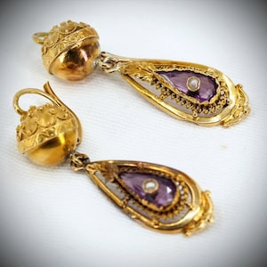 Estate Rare 18K Solid Gold Earring 1880s Stamped Drop Earrings - Etsy