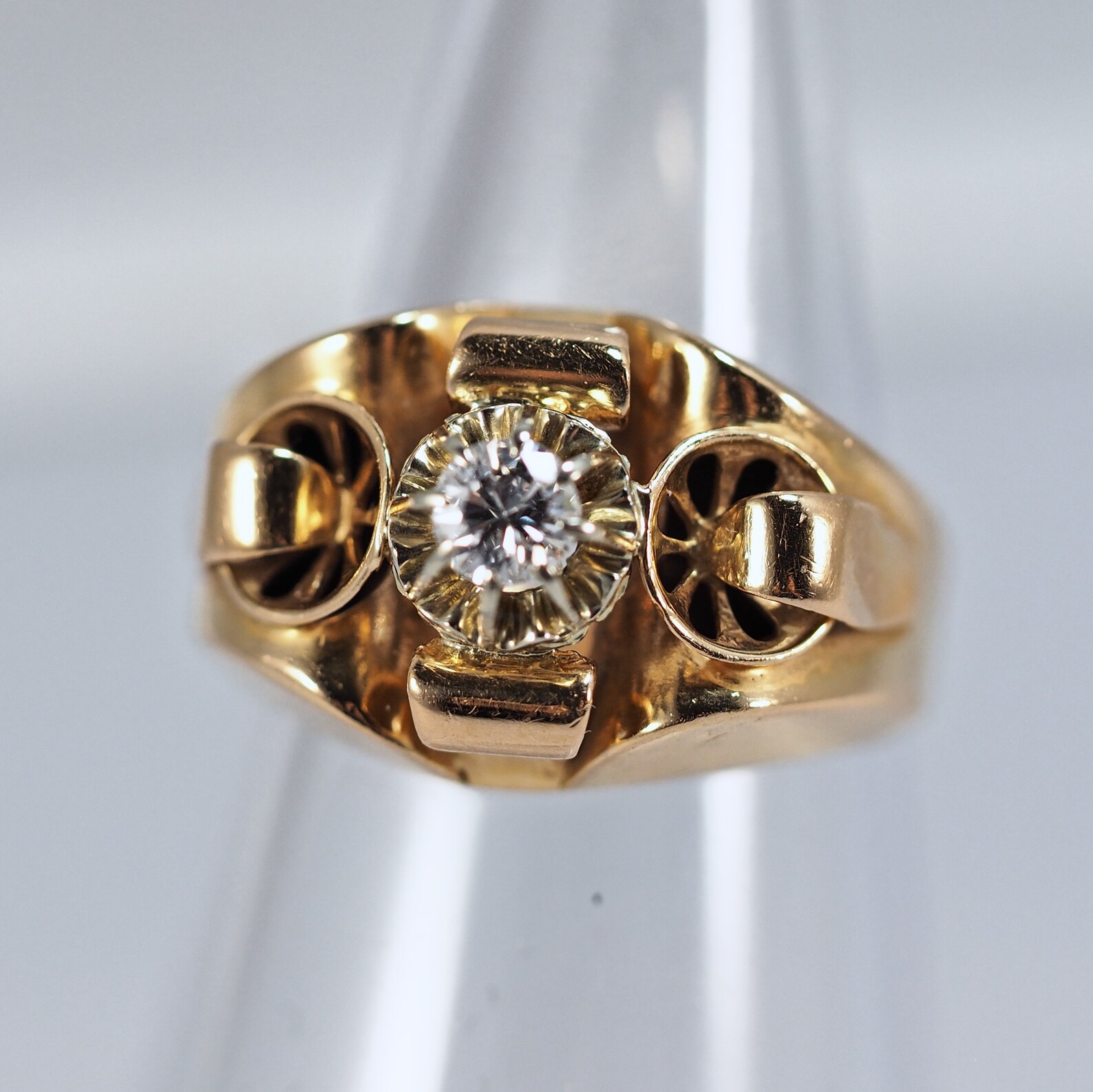 Stunning Tank Ring Stamped 18K Solid Gold Old European Cut - Etsy