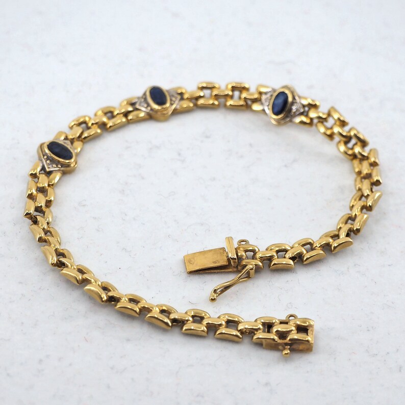Attractive 18K Solid Gold Bracelet With Natural Sapphires and | Etsy