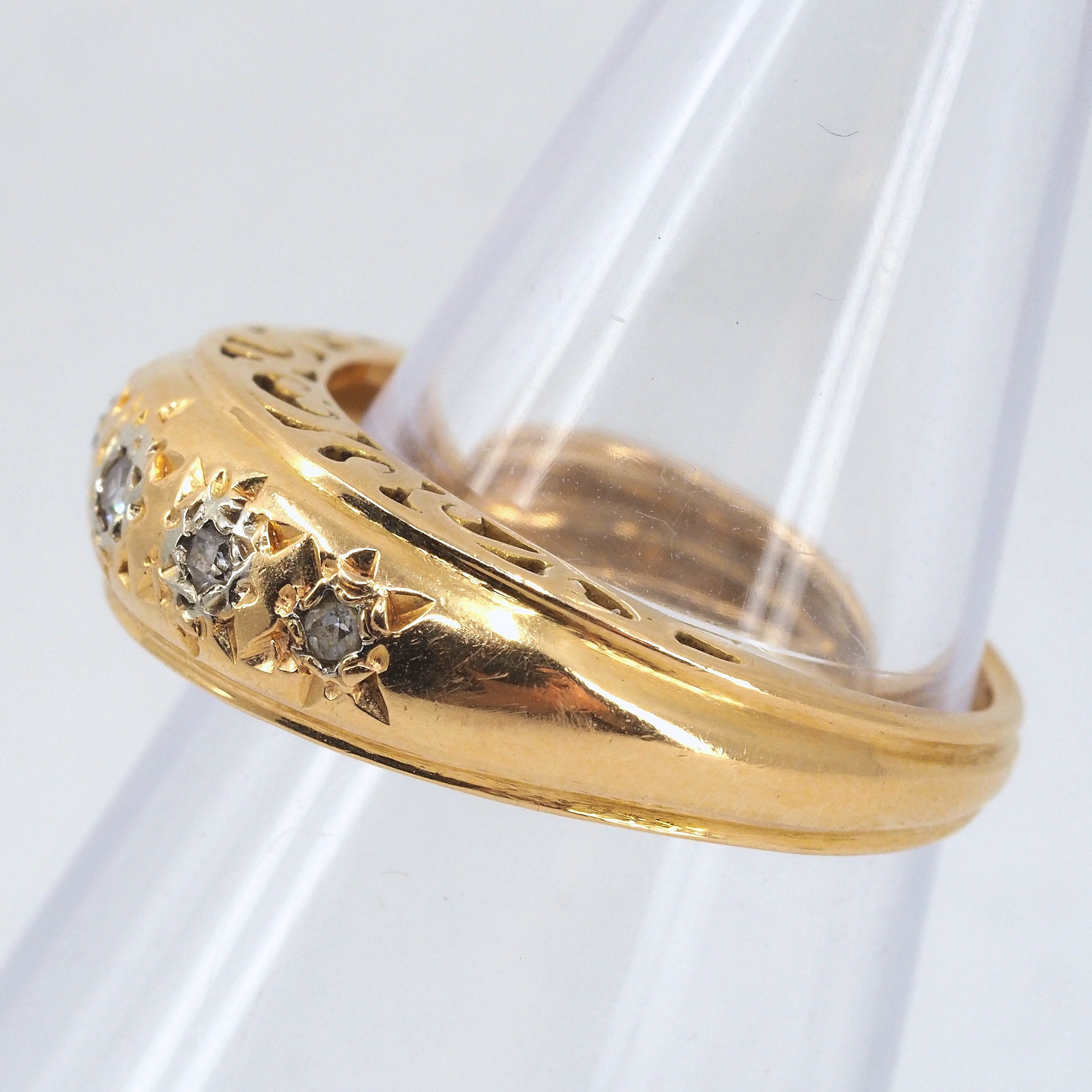 18K solid gold ring with natural diamonds Stamped finely | Etsy