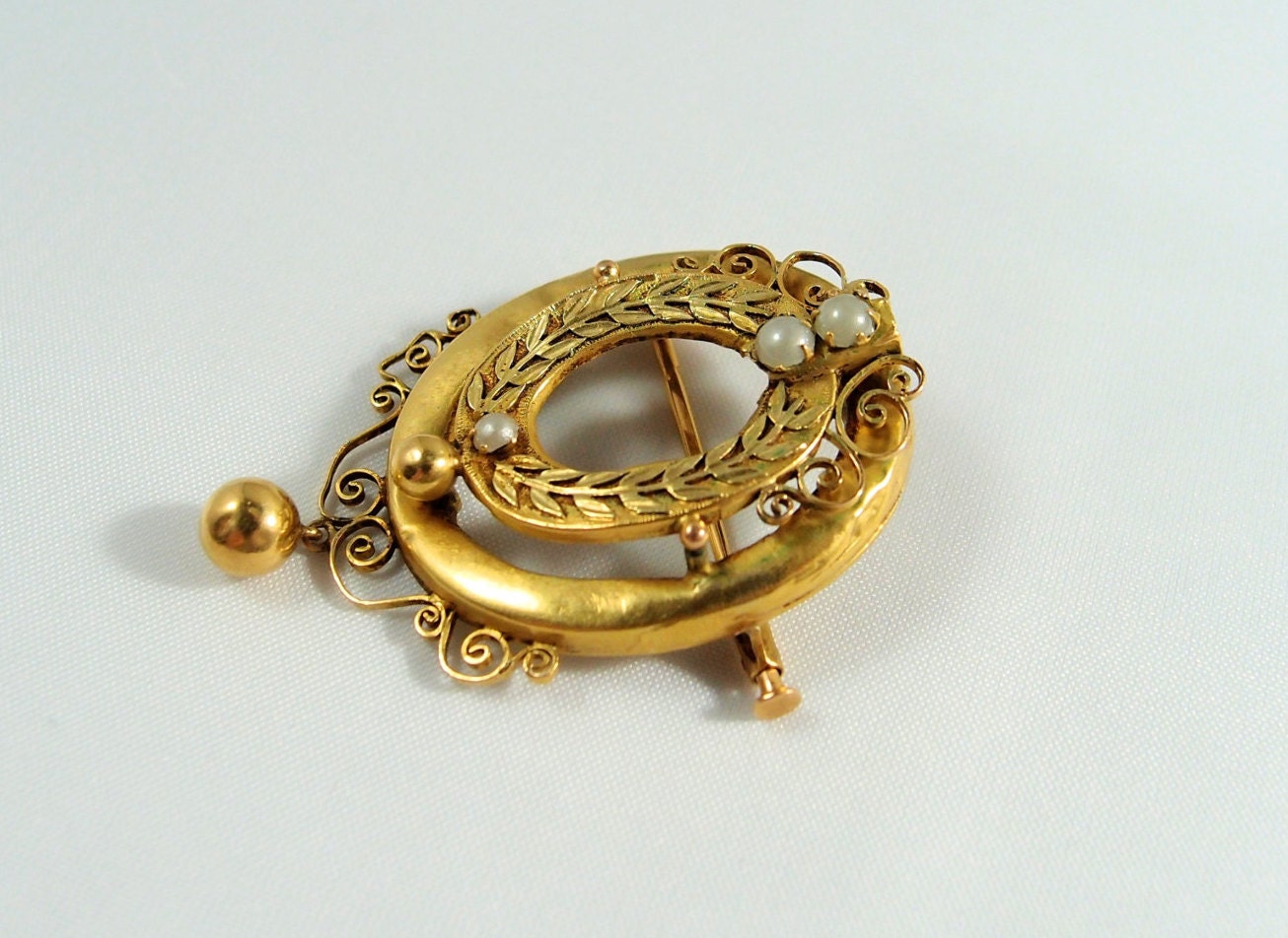 Late Victorian Stamped 18K Solid Gold Medallion Brooch Genuine - Etsy