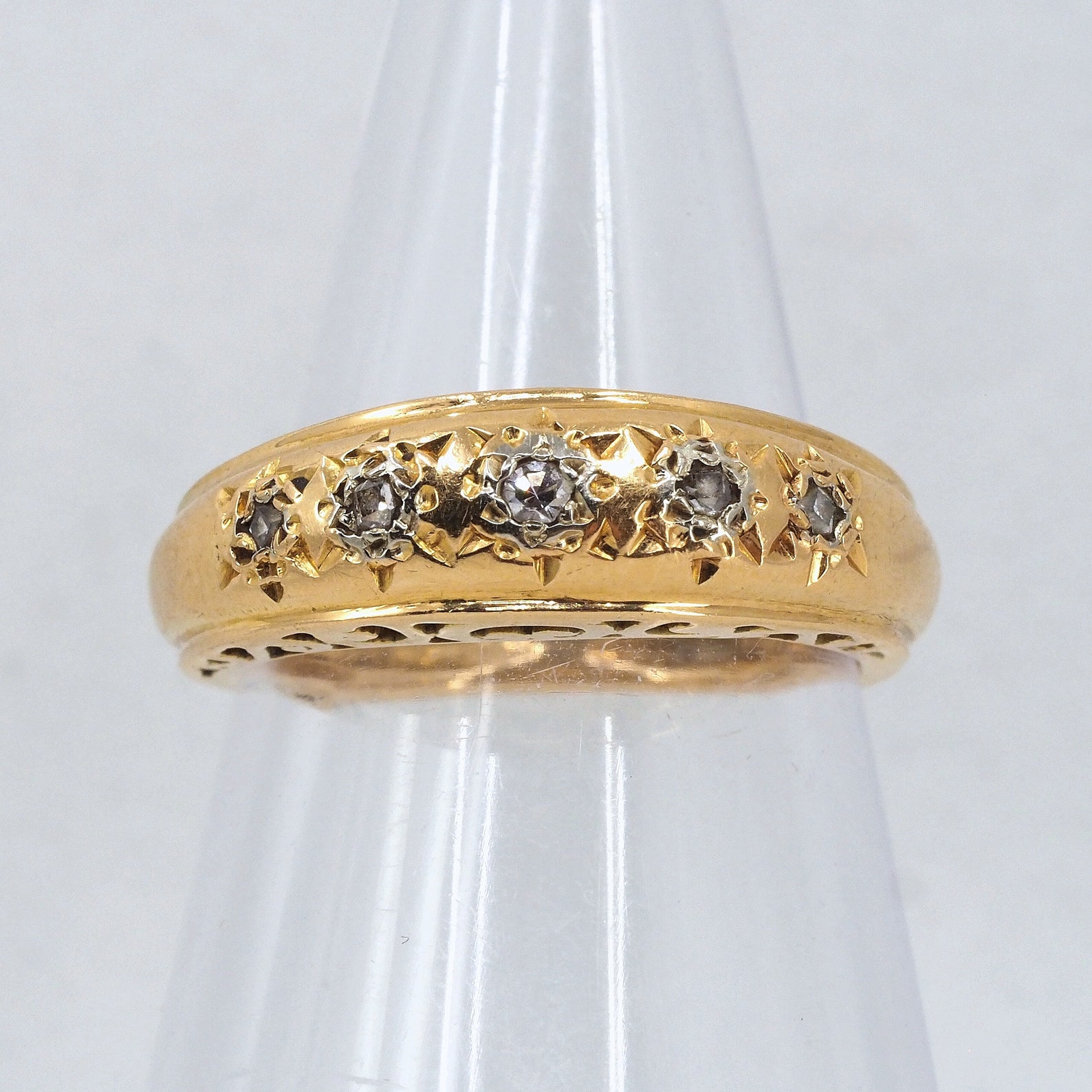 18K solid gold ring with natural diamonds Stamped finely | Etsy