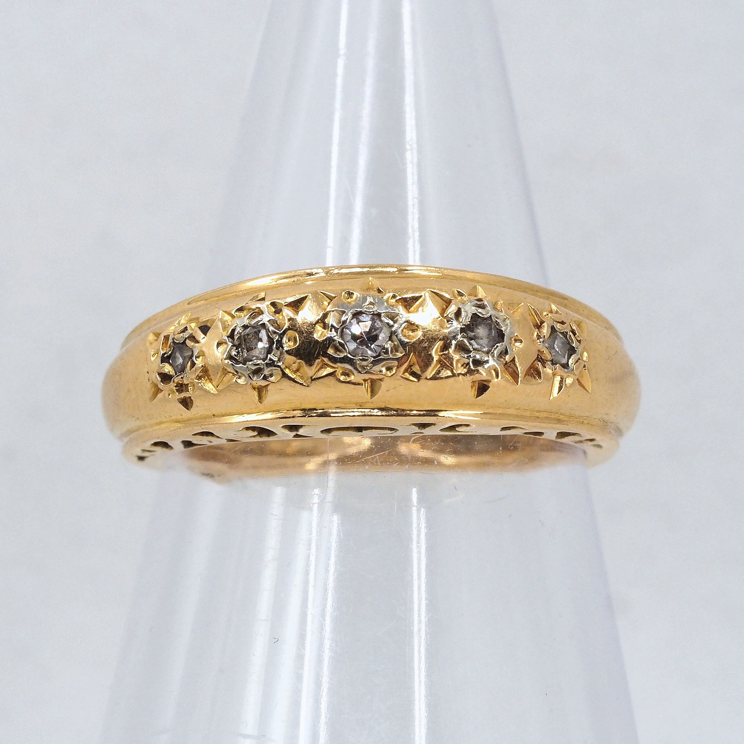 18K solid gold ring with natural diamonds Stamped finely | Etsy