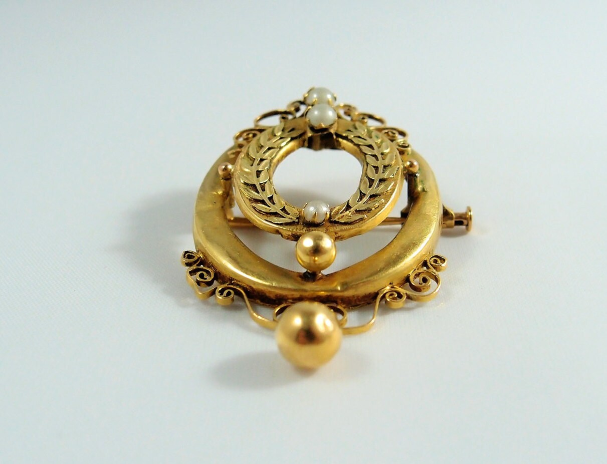 Late Victorian Stamped 18K Solid Gold Medallion Brooch Genuine - Etsy