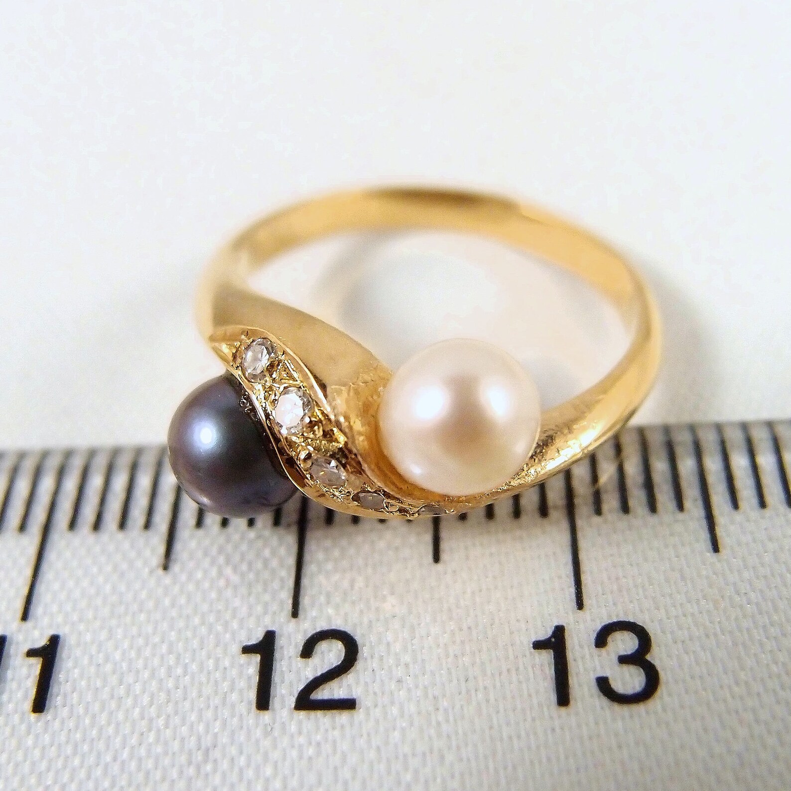 Beautiful Crossover Natural Diamond and Pearl Ring Stamped - Etsy