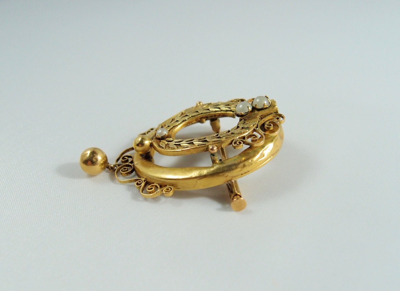 Late Victorian Stamped 18K Solid Gold Medallion Brooch Genuine - Etsy