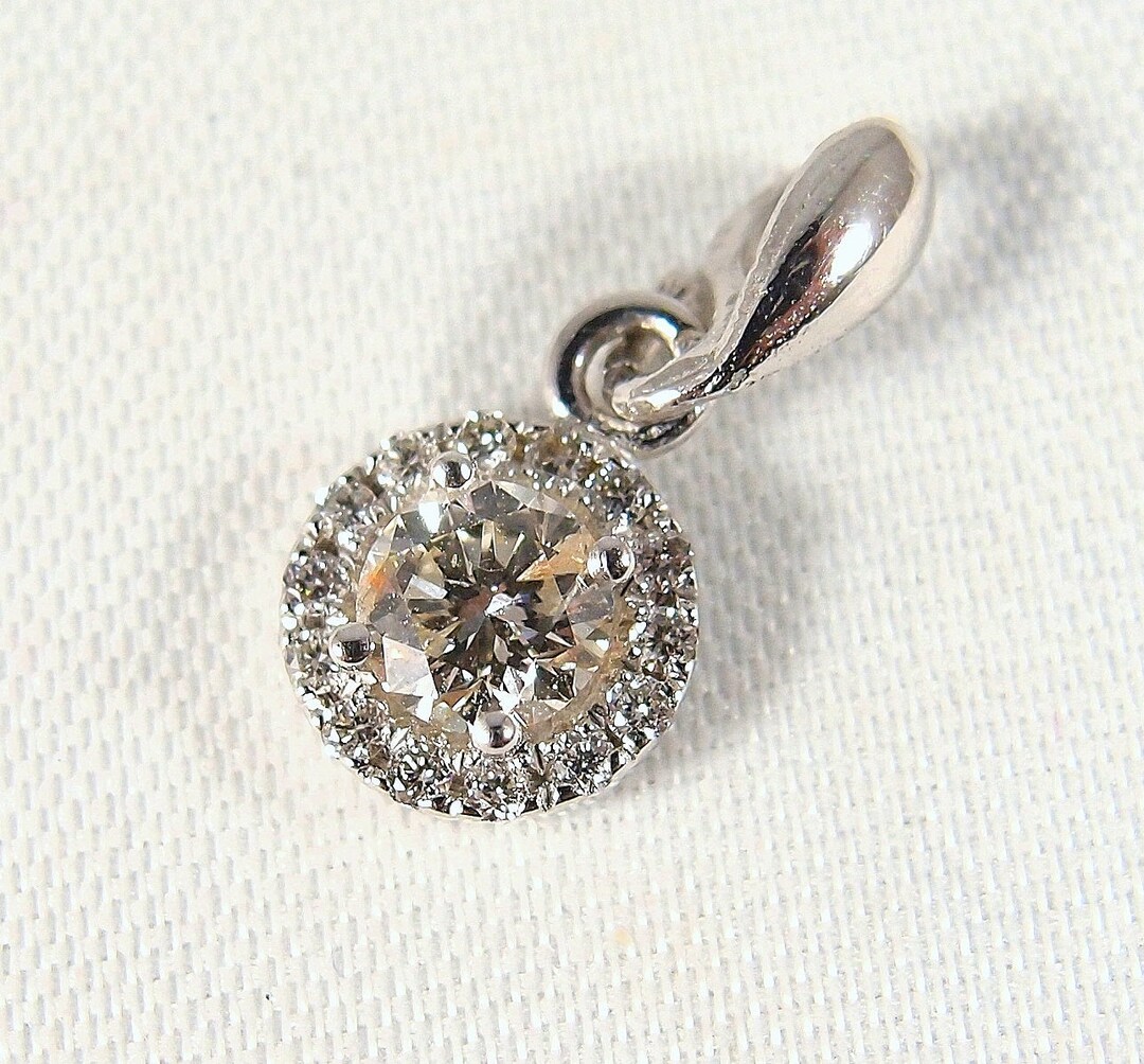 Beautiful Gold Colored Round Cut Diamond Pendant With Chain Enhanced ...