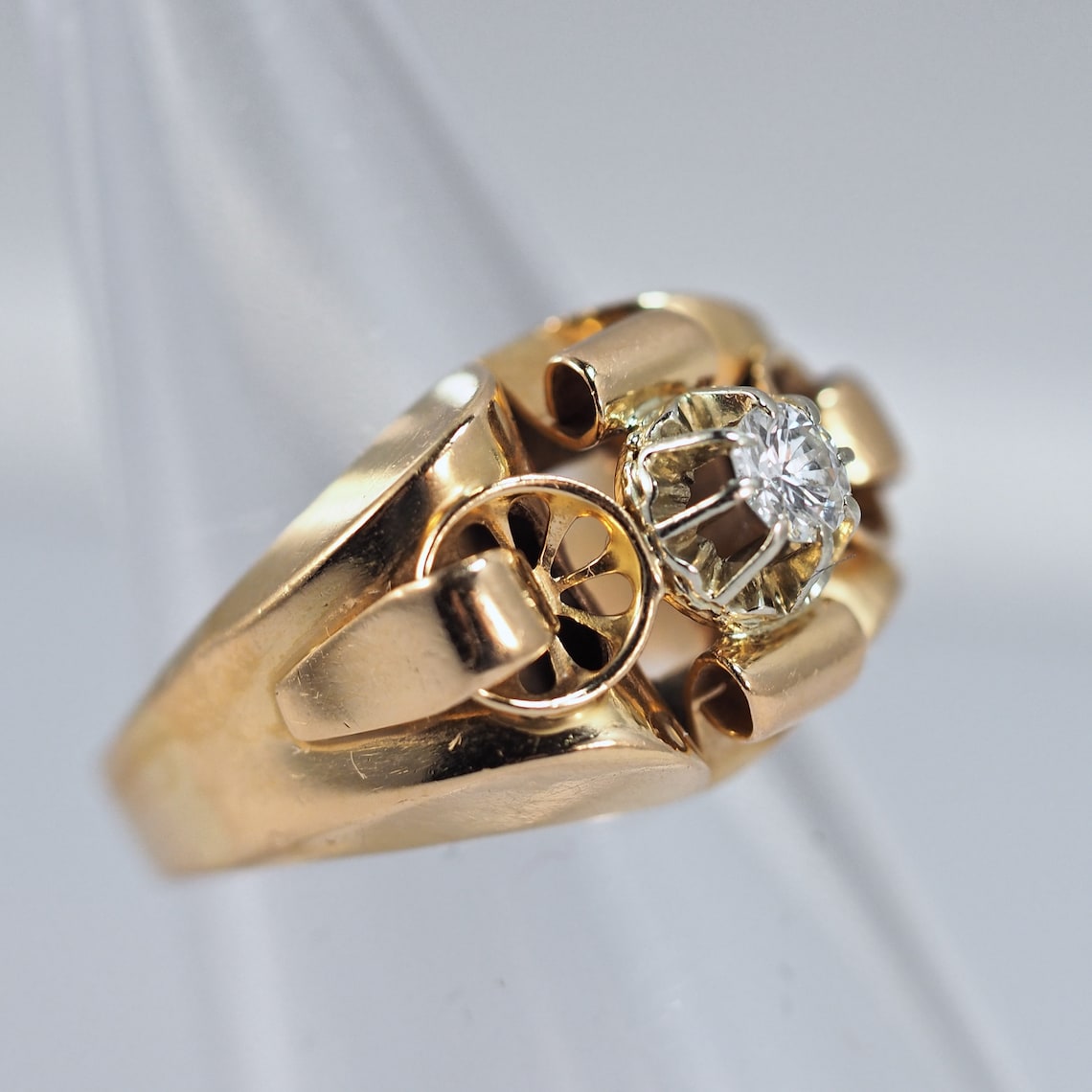 Stunning Tank Ring Stamped 18K Solid Gold Old European Cut - Etsy