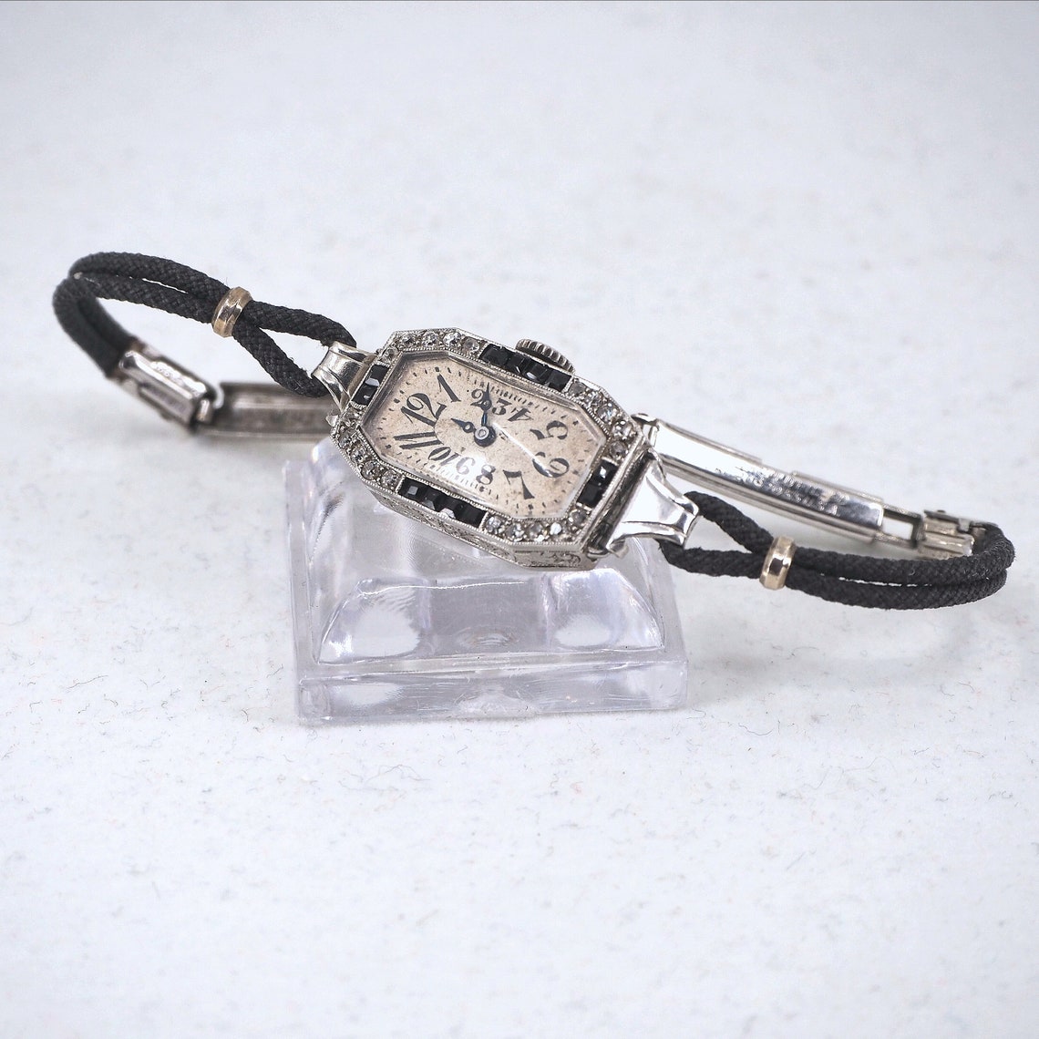 Antique Art Déco Watch in Platinum Onyx and Diamonds - Etsy