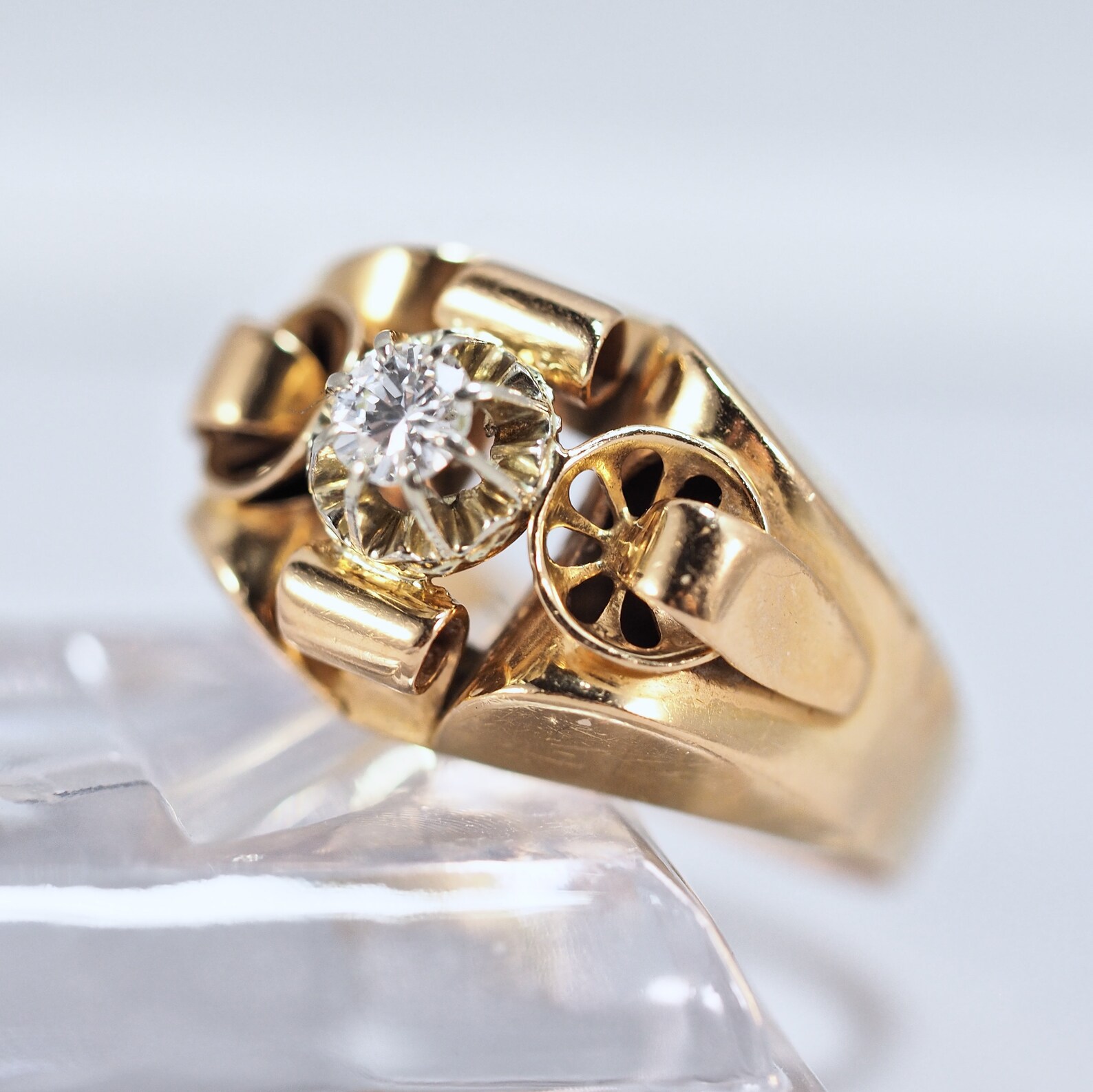 Stunning Tank Ring Stamped 18K Solid Gold Old European Cut - Etsy