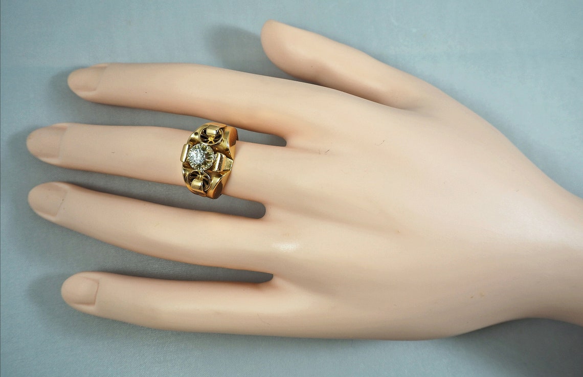 Stunning Tank Ring Stamped 18K Solid Gold Old European Cut - Etsy