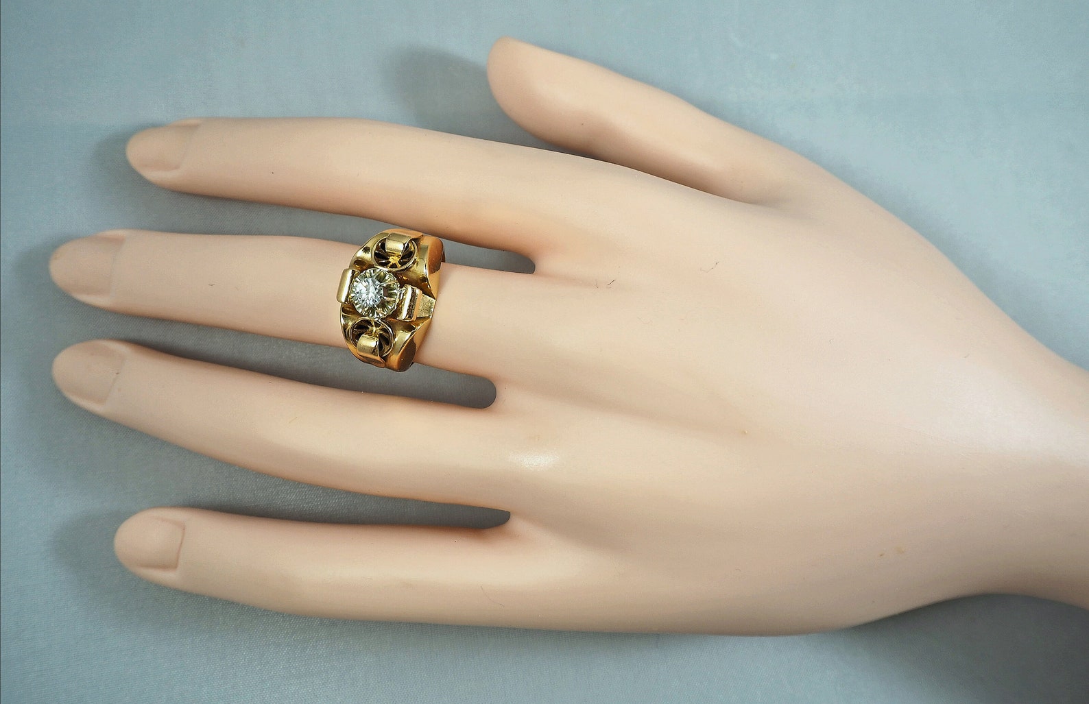 Stunning Tank Ring Stamped 18K Solid Gold Old European Cut - Etsy