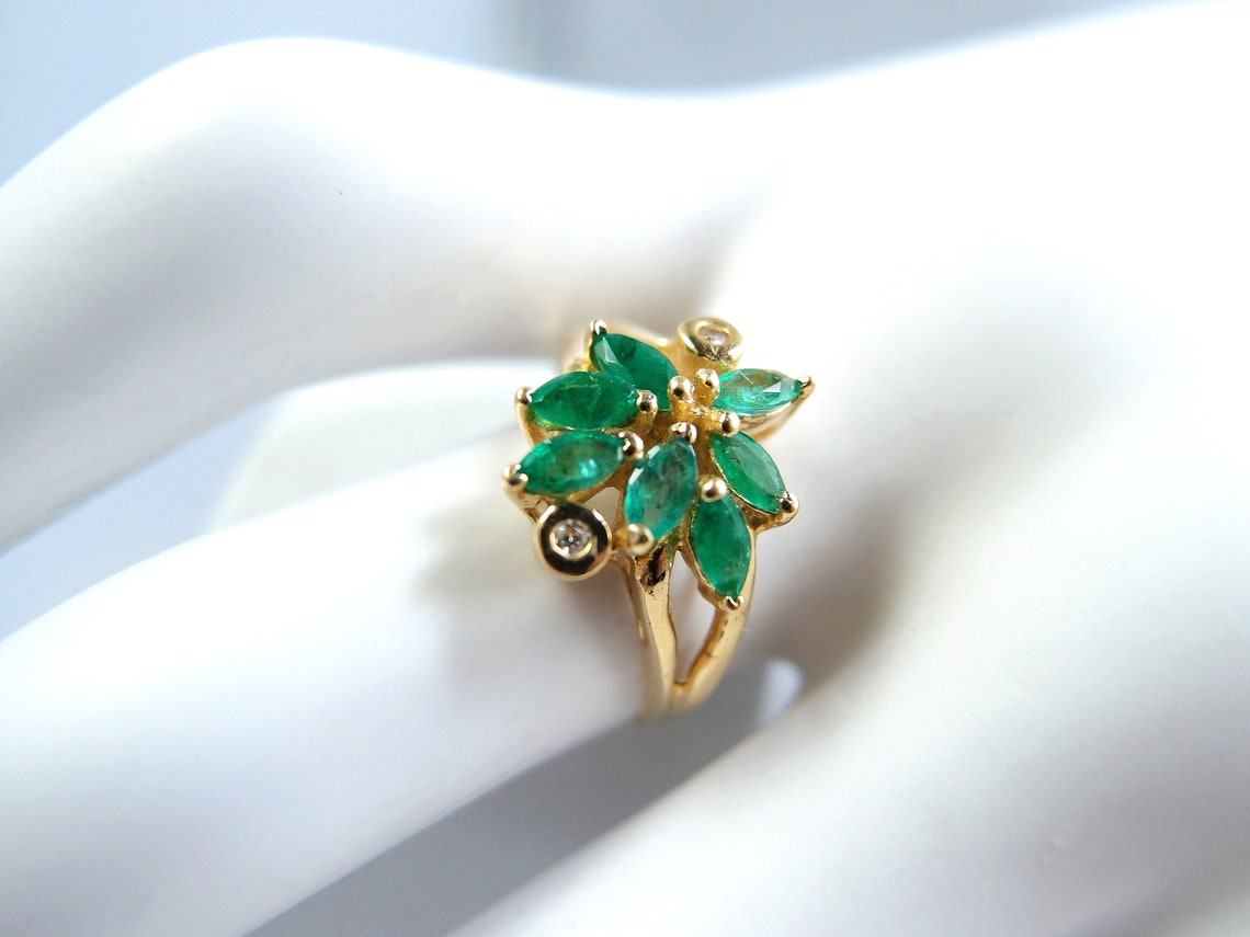 Genuine Gemstones 18K Solid Gold Ring Stamped Fine Gold - Etsy