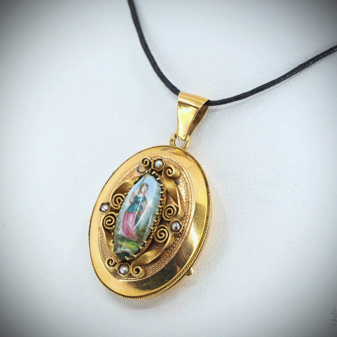 Estate 18K Solid Gold Antique Opening Locket Genuine Napoléon Period ...