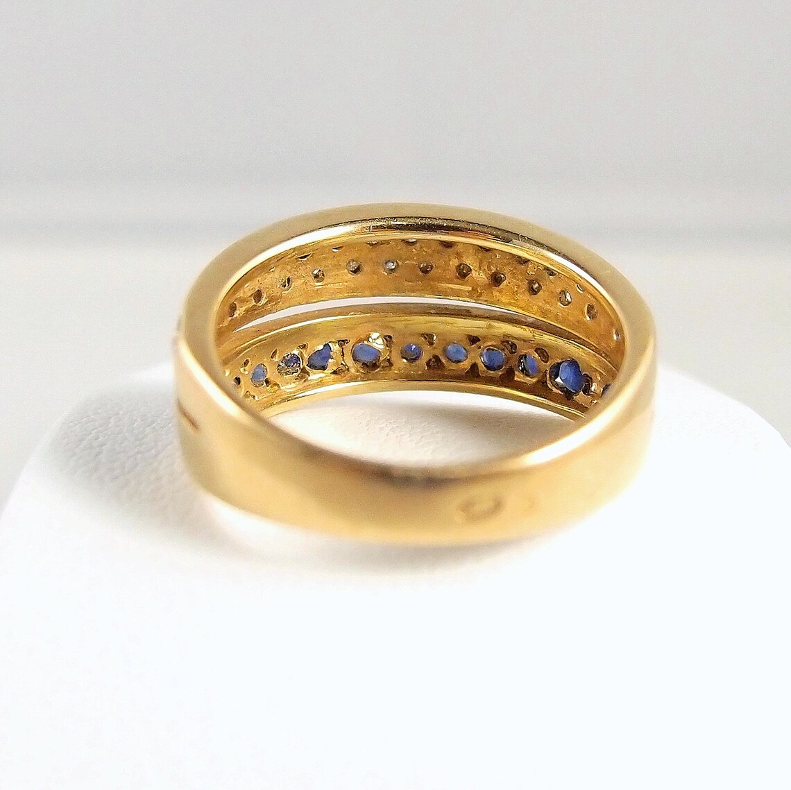 Retro Period 18K Solid Gold Double Ring Stamped Natural | Etsy