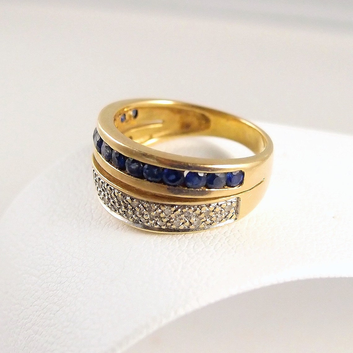 Retro Period 18K Solid Gold Double Ring Stamped Natural - Etsy