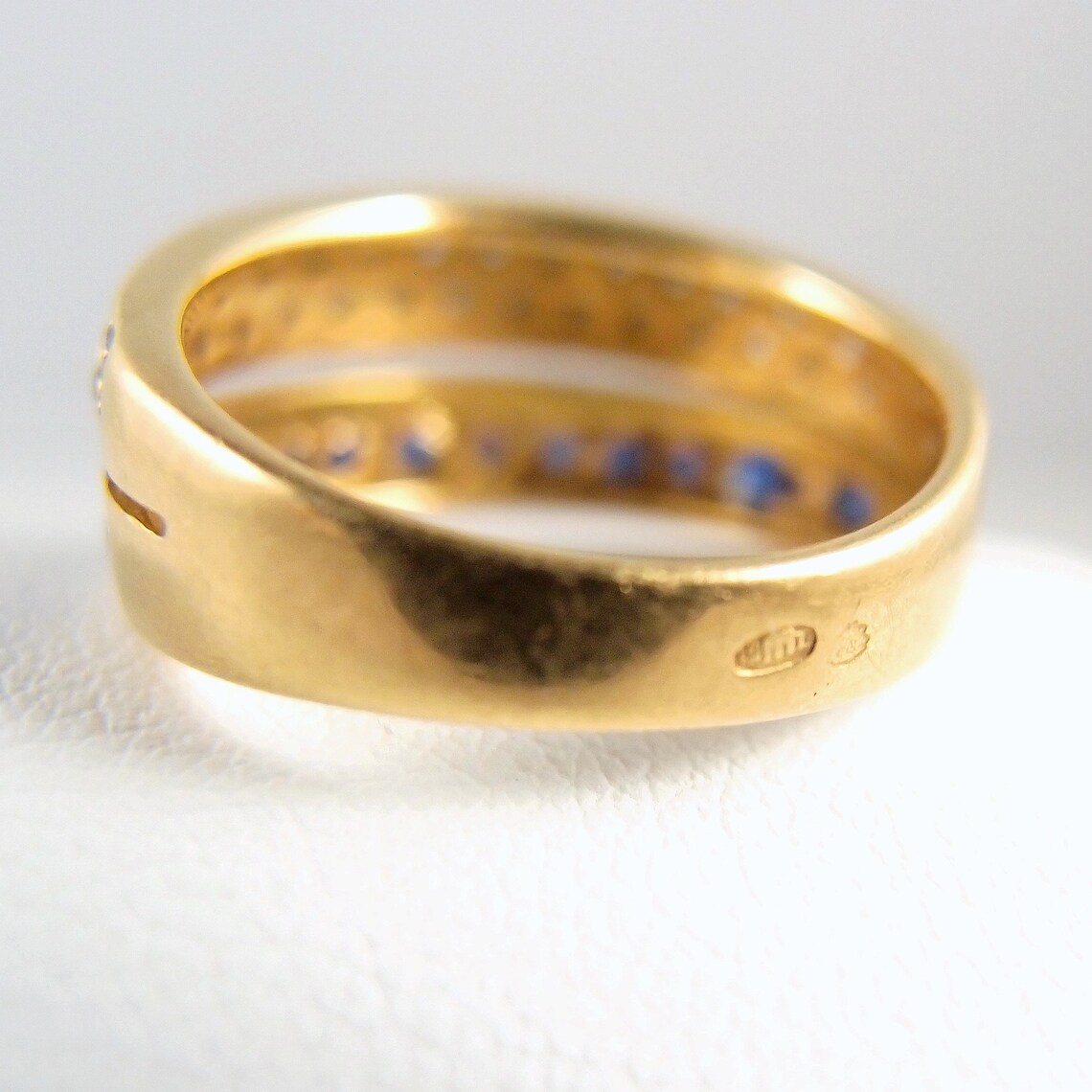 Retro period 18K solid gold double ring Stamped natural | Etsy