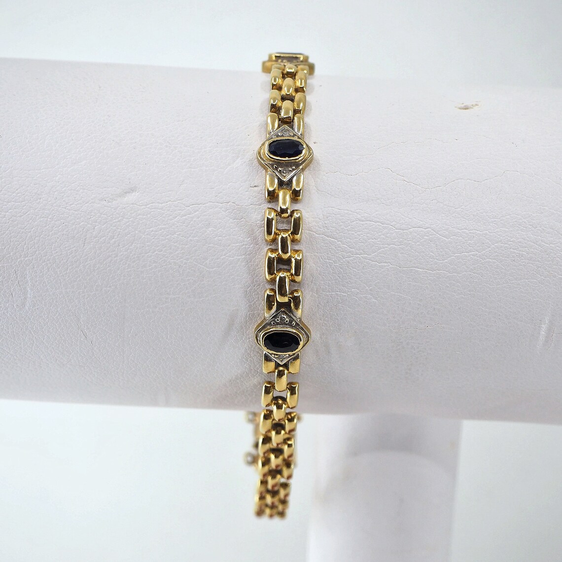 Attractive 18K Solid Gold Bracelet With Natural Sapphires and | Etsy