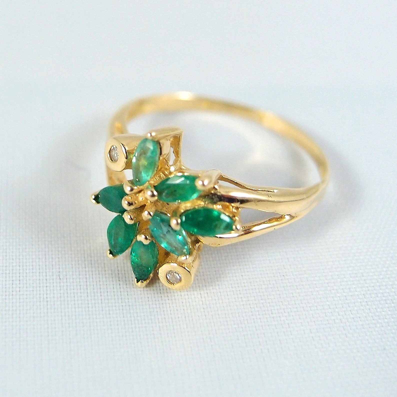 Genuine Gemstones 18K Solid Gold Ring Stamped Fine Gold - Etsy