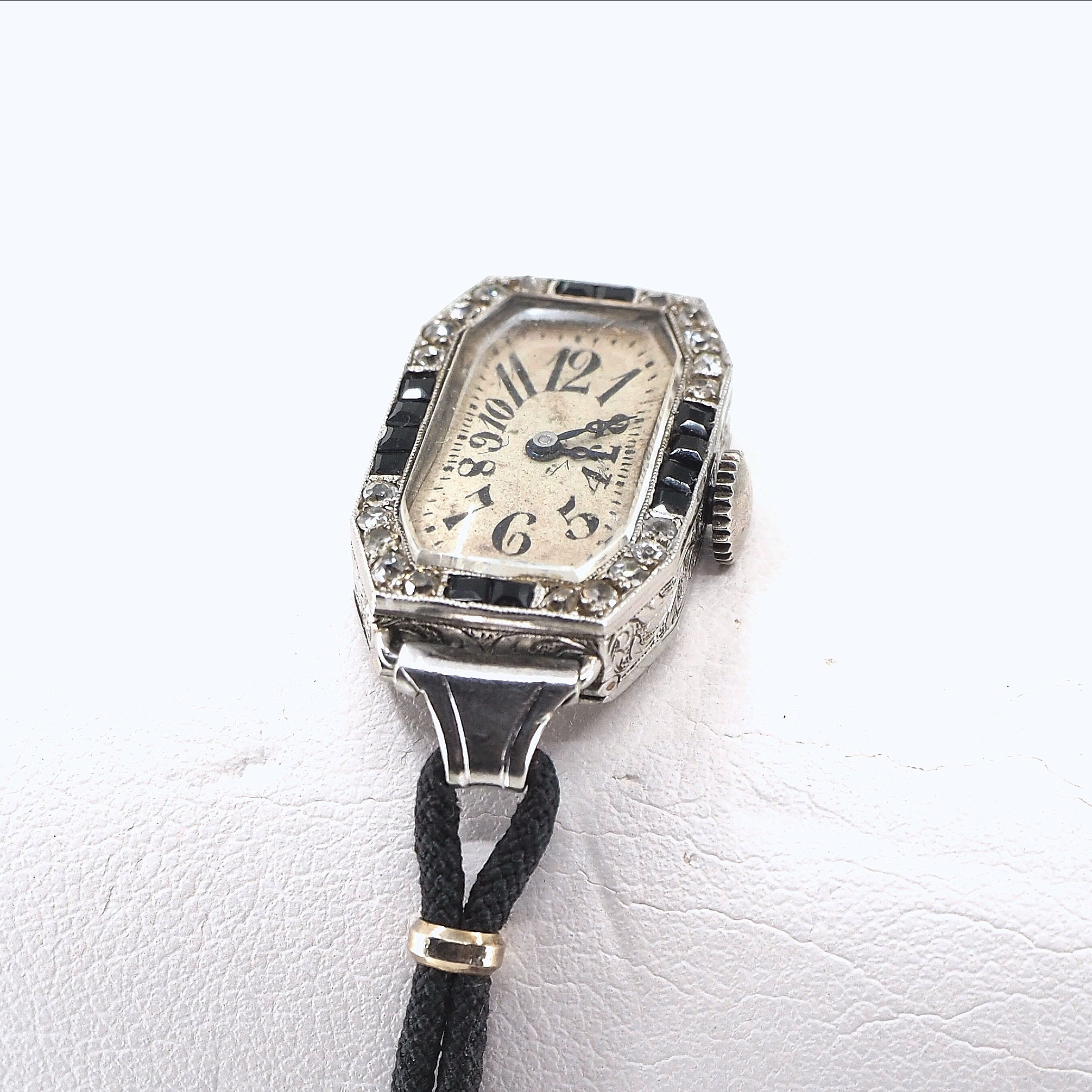Antique Art Déco Watch in Platinum Onyx and Diamonds - Etsy