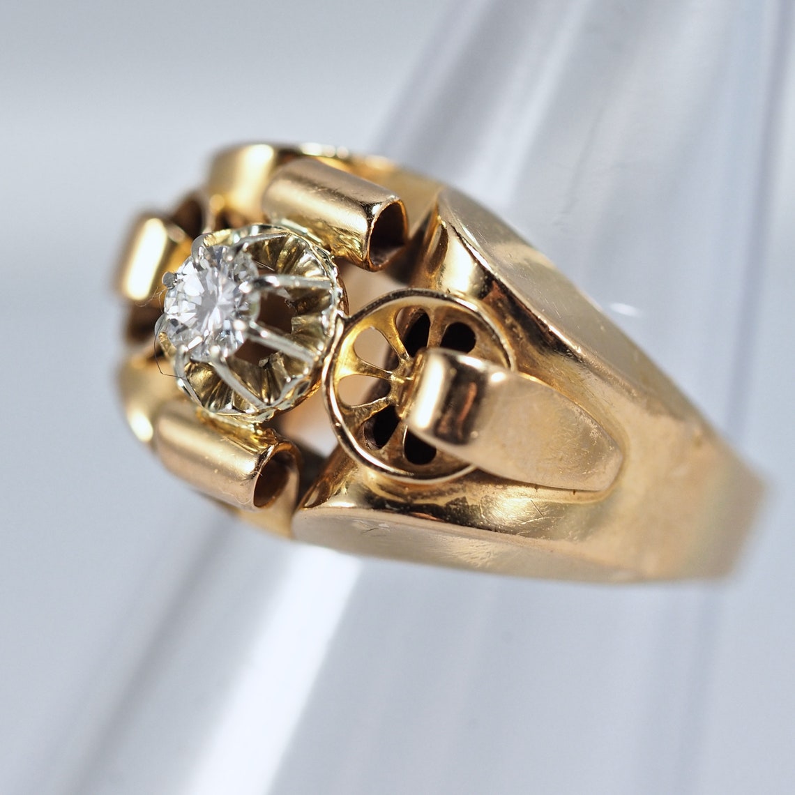 Stunning Tank Ring Stamped 18K Solid Gold Old European Cut - Etsy