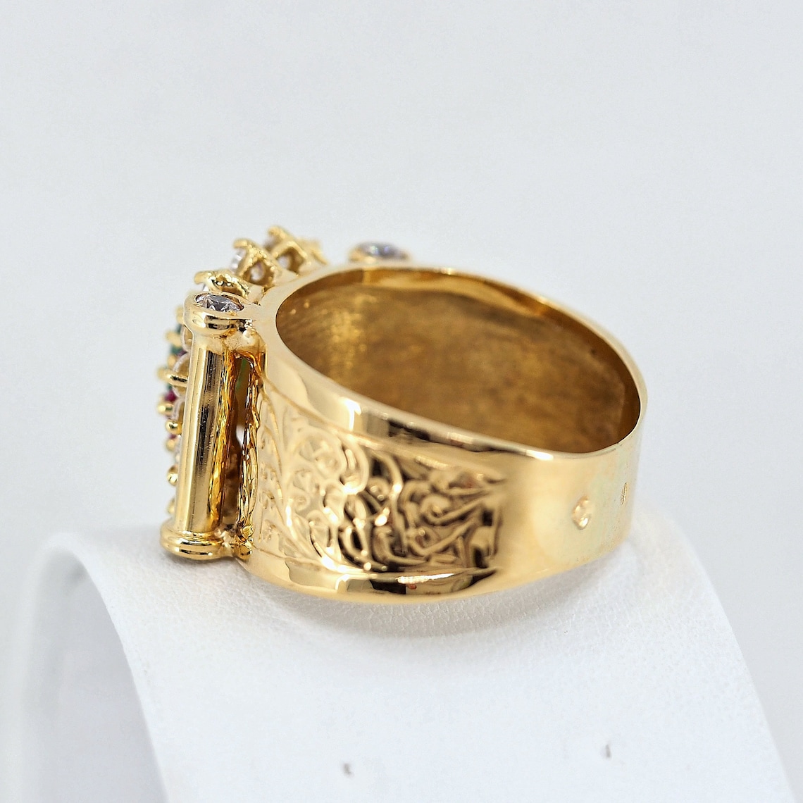 Massive 18K Solid Gold Ring Three Tier Stamped Statement - Etsy