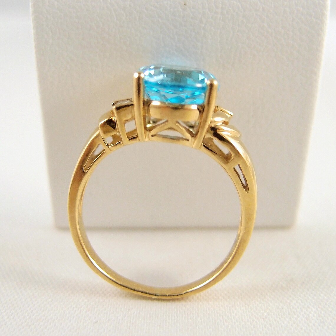 Stunning 18K Solid Gold and Natural Topaz Ring Diamond Enhancement ...