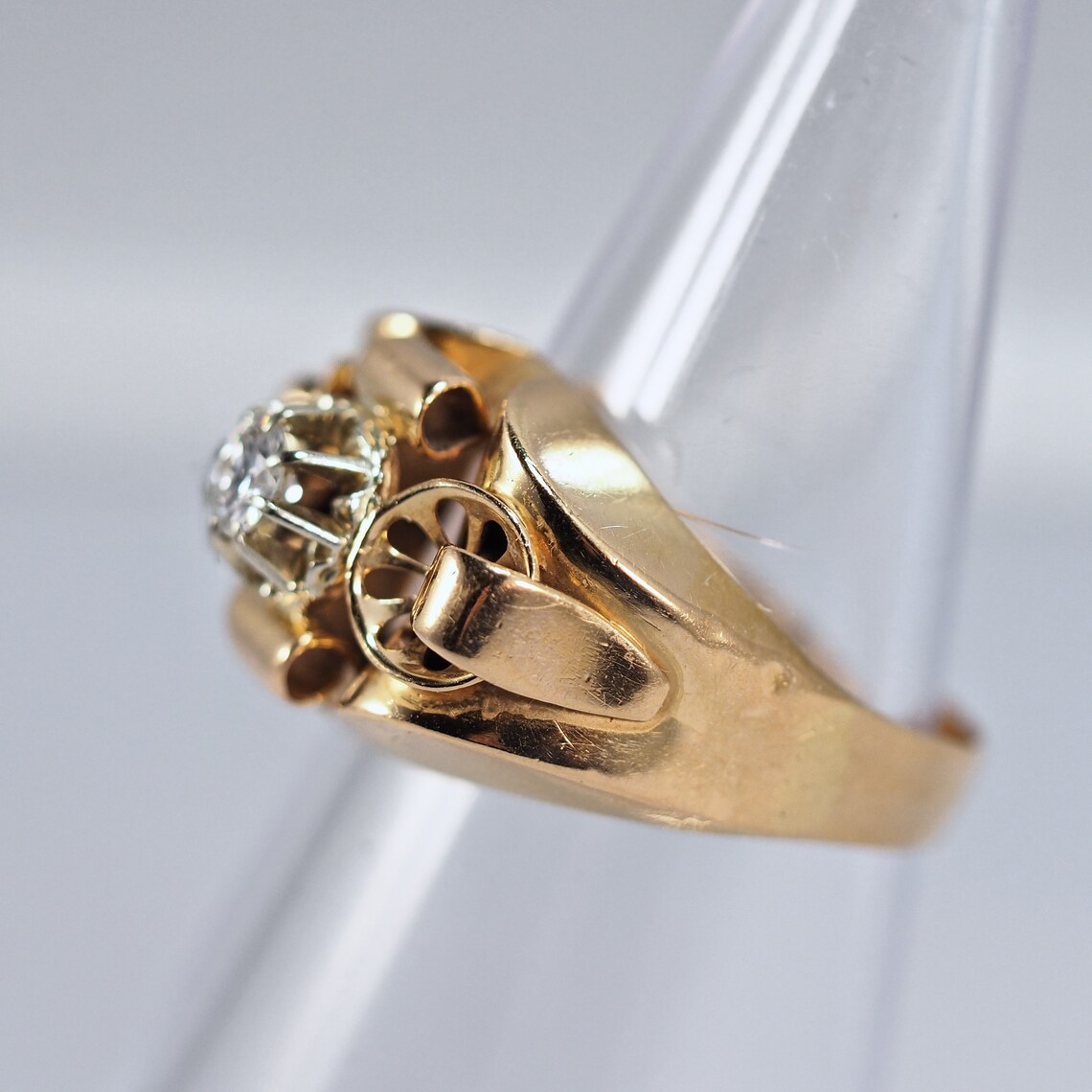 Stunning Tank Ring Stamped 18K Solid Gold Old European Cut - Etsy