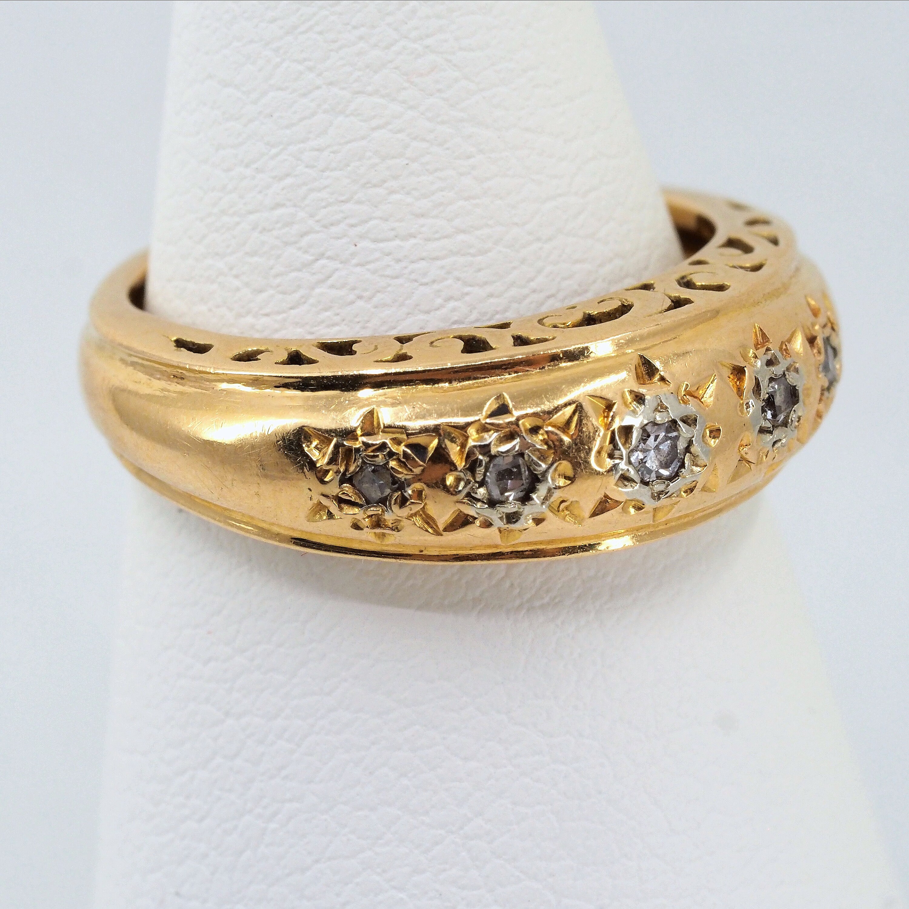 18K solid gold ring with natural diamonds Stamped finely | Etsy