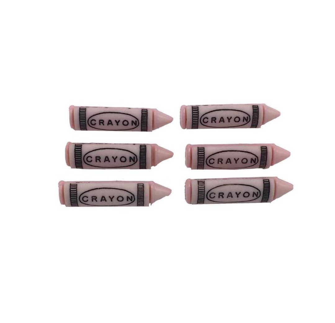 Light Pink Crayon Themed Buttons | Set of 6 School Fun Novelty ...