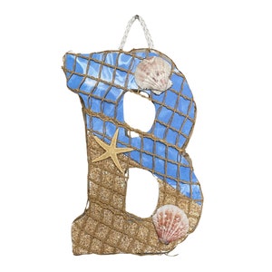 Beach Theme Wood Letter Coastal Decor Ocean Bathroom Family Initial ...