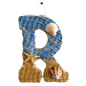 Beach Theme Wood Letter Coastal Decor Ocean Bathroom Family Initial ...