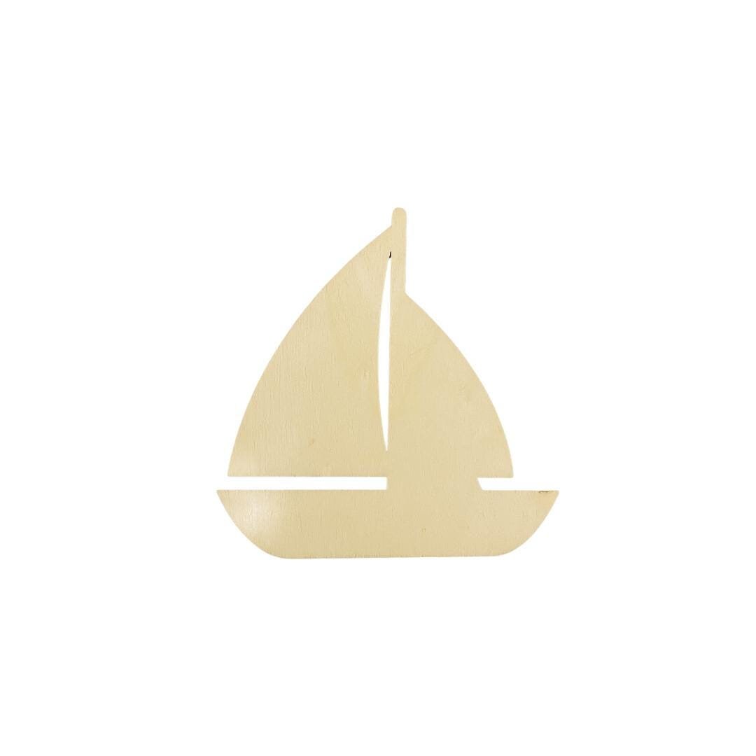 Sailboat Shape Wood Cutout | 4 Inch | Unfinished Wood Cutout Craft ...