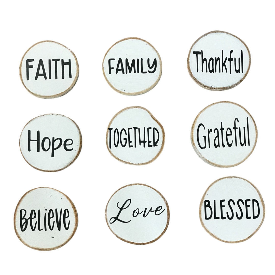 Inspirational Magnets Natural Wood Slice Faith, Hope, Believe, Family ...