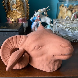 Ram Clay Figure Wall Hanger Marked Mexico - Etsy