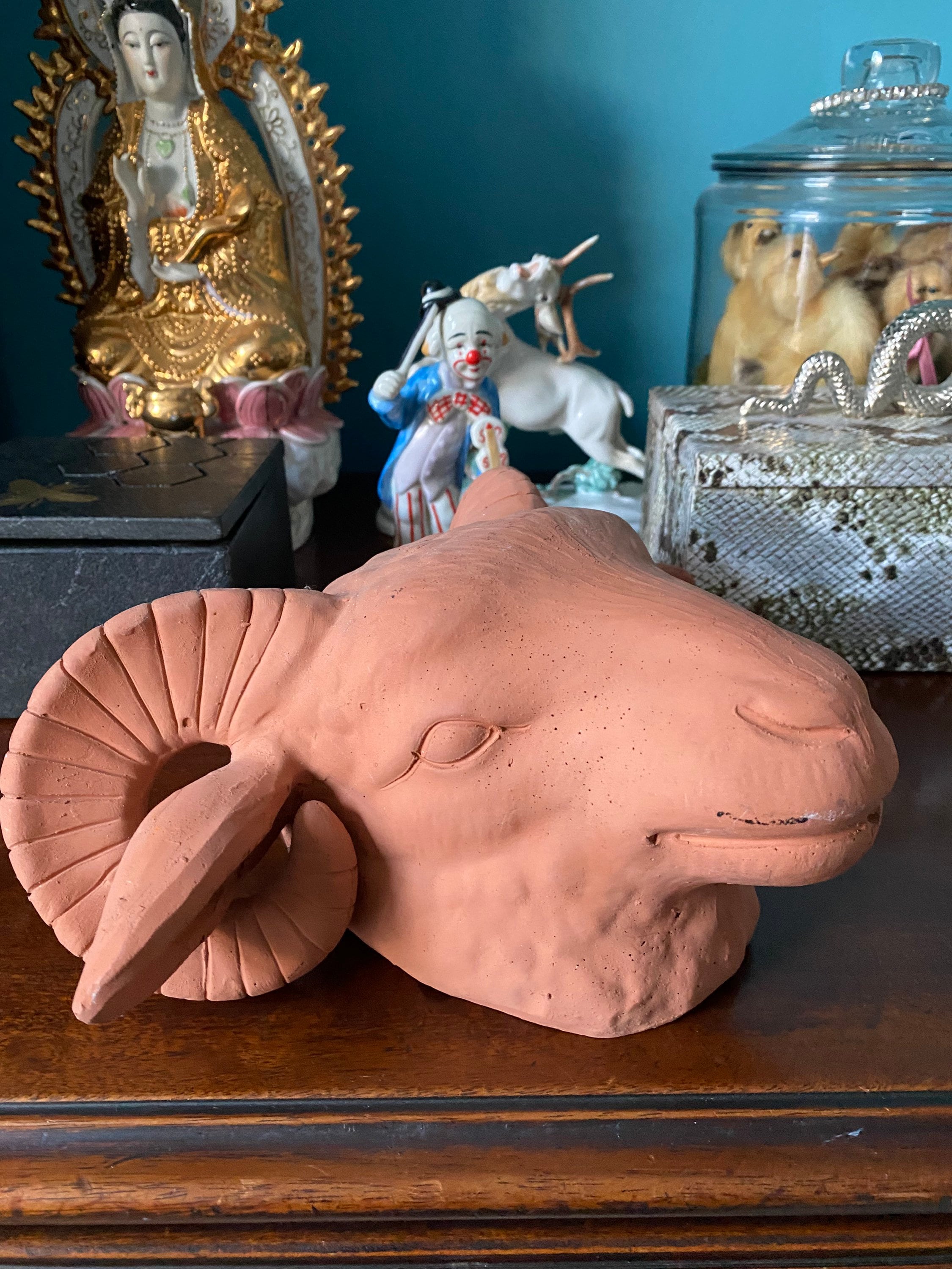 Ram Clay Figure Wall Hanger Marked Mexico - Etsy