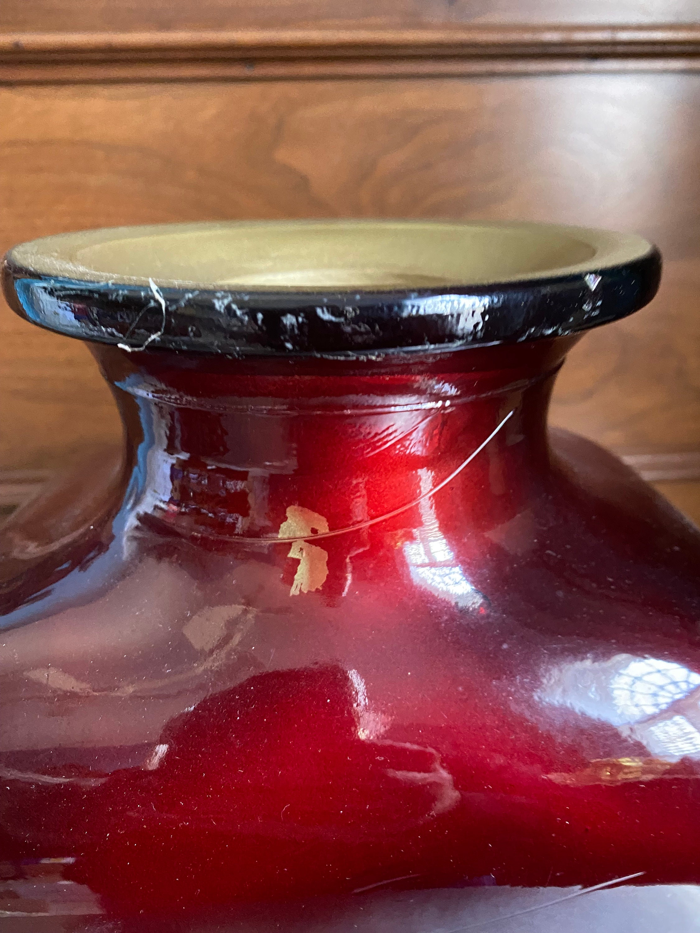 Large Glass Vase Painted Red Made in Spain 16 in Tal - Etsy