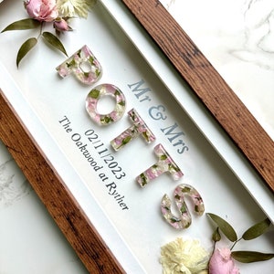 16x6 Inch Floral Name Box Frame, Flower Preservation Gift, Wedding ...