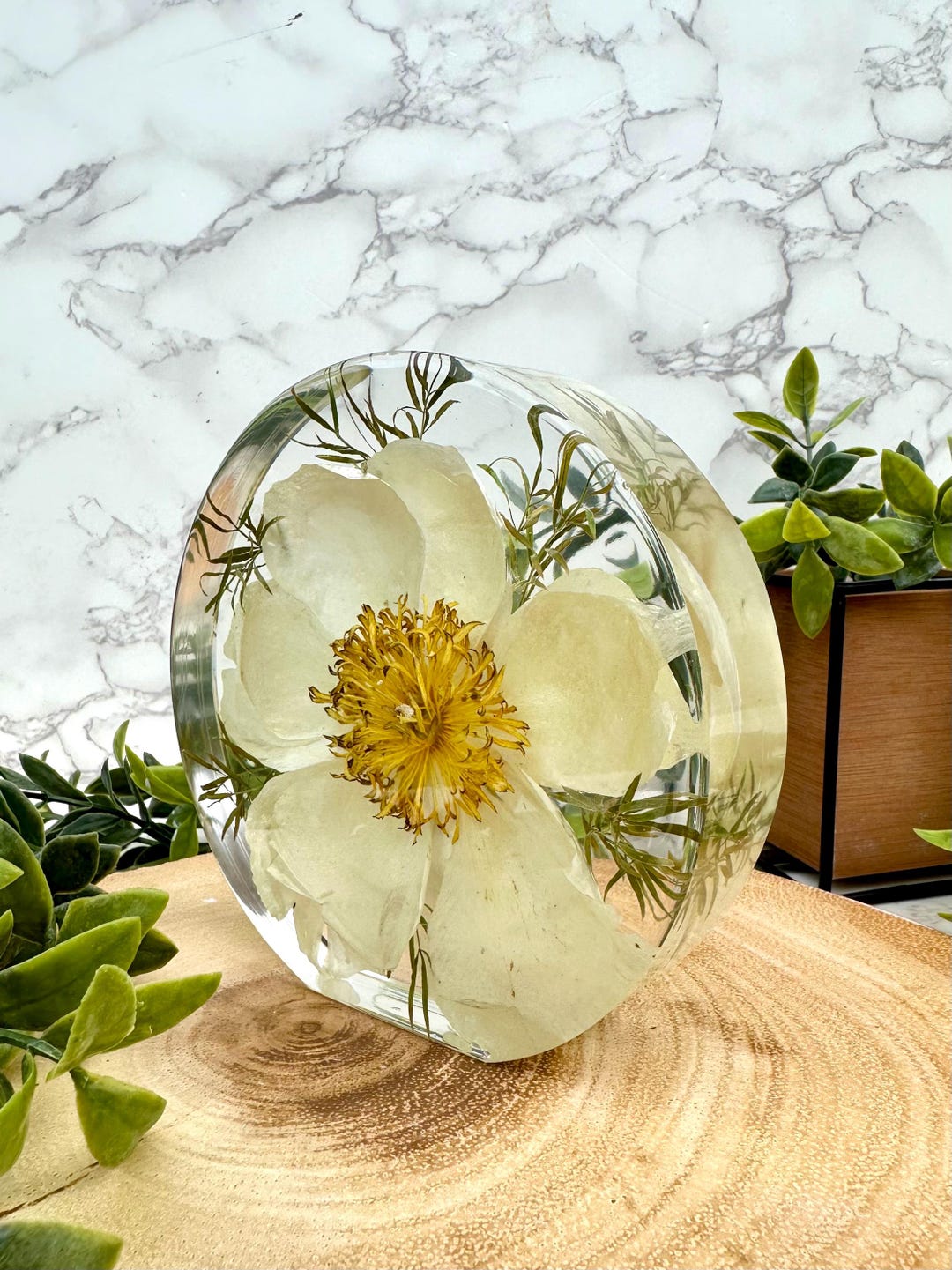 15cm Freestanding Round Plaque, Flower Preservation Gift, Keepsake ...