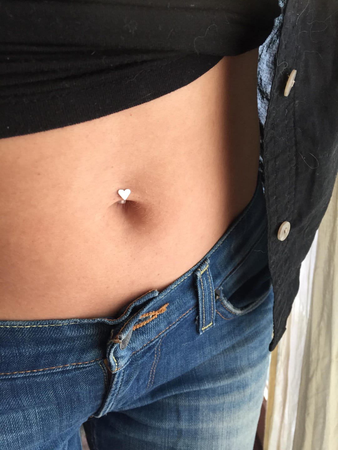 Adore Ball-ping and Plug Belly Button Barbell | Minimal Heart Floating ...