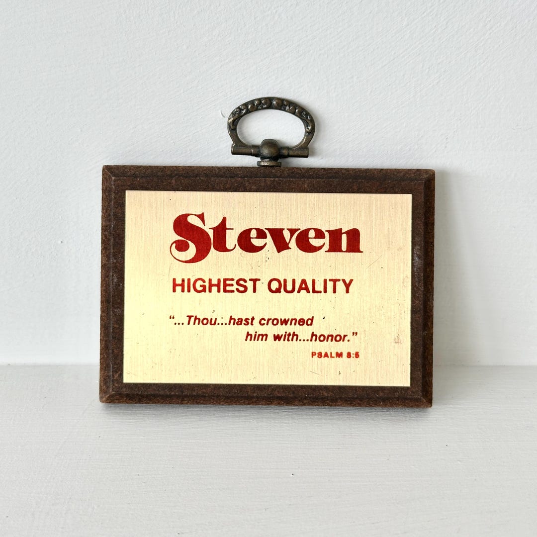 Vintage Steven Personalized Name Plate Scripture Plaque - Etsy