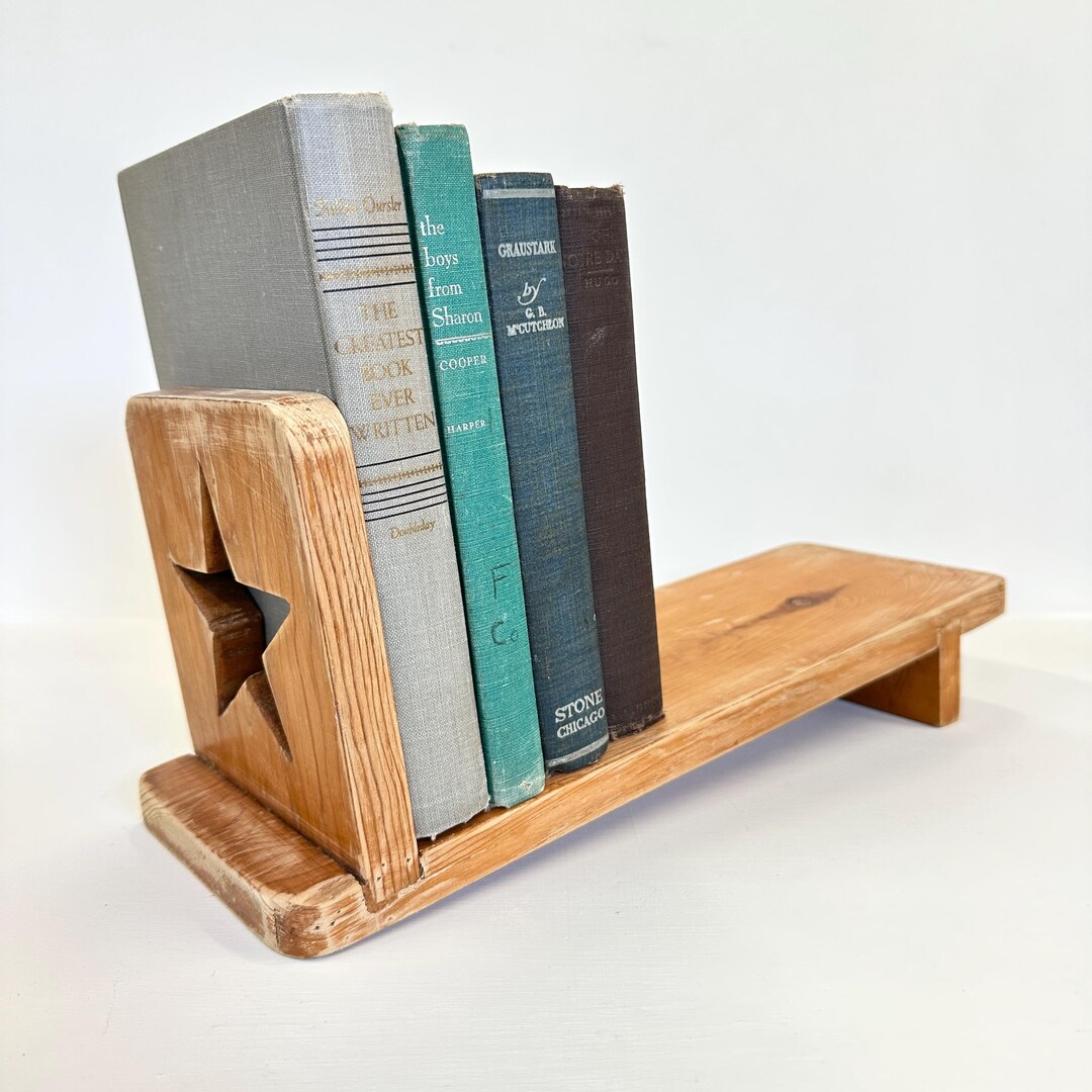 Vintage Wood Book Stand, Angled Book Holder, Slanted Book Rack, Desktop ...
