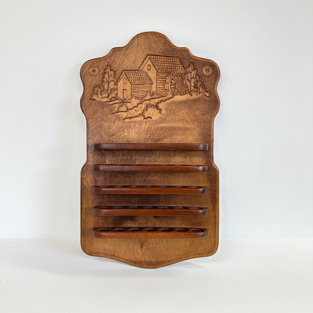 Vintage Wooden Thimble Holder, Hanging Wooden Thimble Rack, 35 Thimble ...