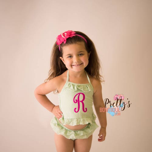 Girls Swimsuit Monogrammed Swimsuit Girls Bathing Suit Etsy