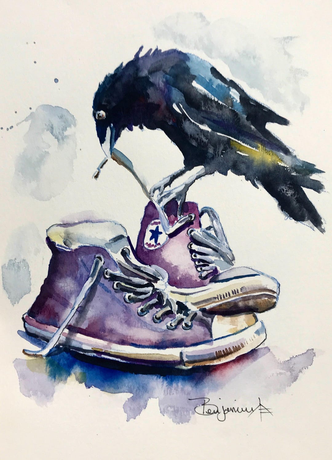 Crow ORIGINAL Watercolor Painting by Ben Pitman, Birds Wild Life, Warm ...