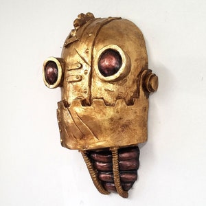 Steambot Sculpture - Tarnished Gold Robot, Steampunk Artwork, Steampunk ...