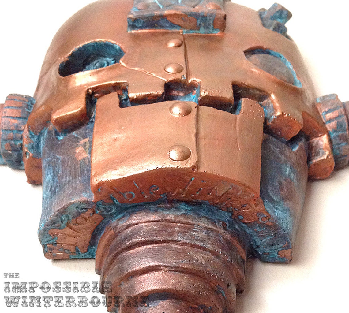 Steampunk Robot Sculpture: Copper Finish Skullbot Wall Decor - Etsy
